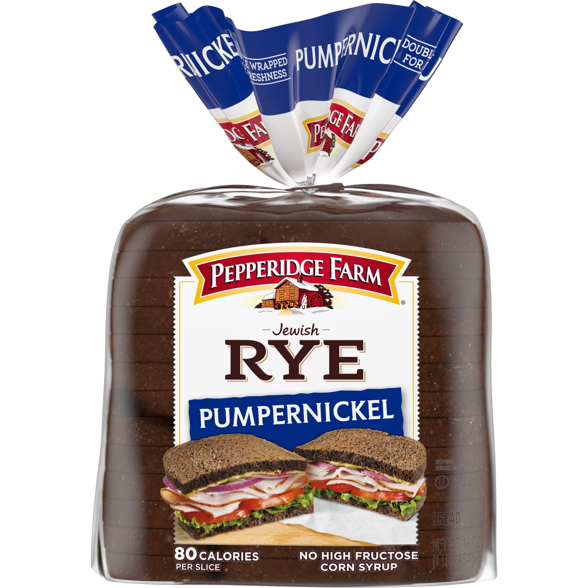 Pepperidge Farm Jewish Pumpernickel Dark Bread, Made with Rye Flour, 16 oz, Pack of 2 - Walmart.com