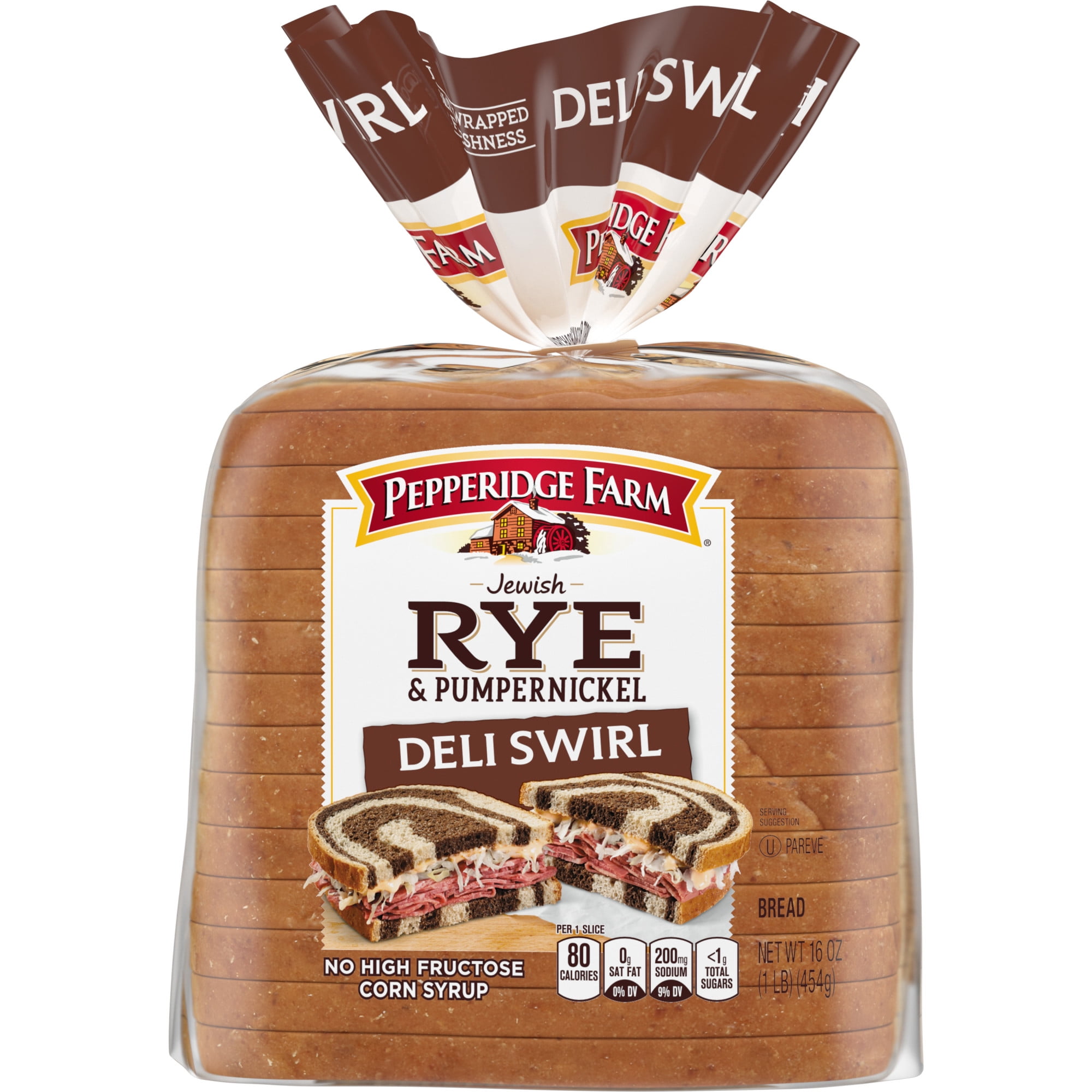 Pepperidge Farm Jewish Rye & Pumpernickel Deli Swirl Bread, 16 oz. Bag ...