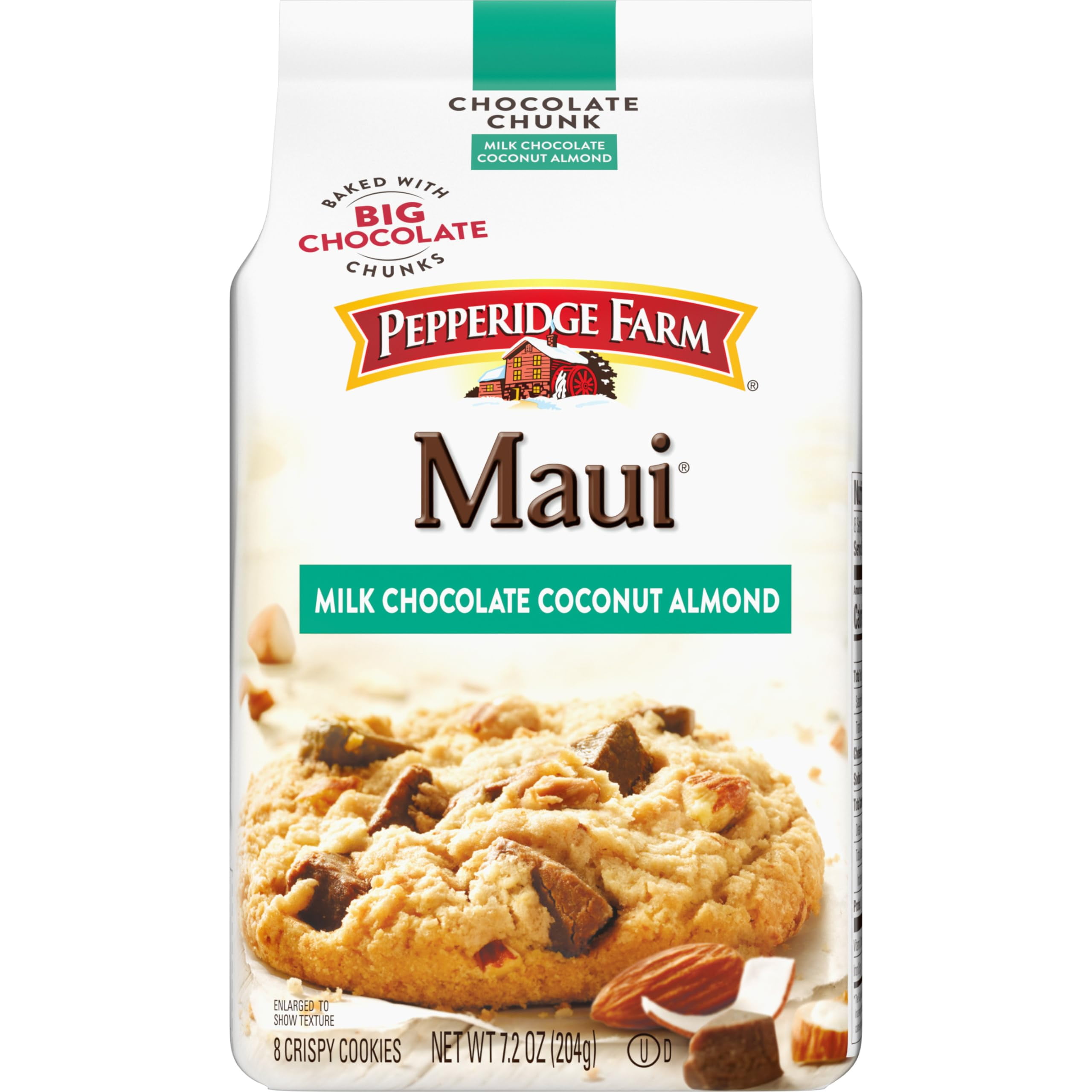 Pepperidge Farm Maui Crispy Milk Chocolate Coconut Almond Cookies, 7.2 ...