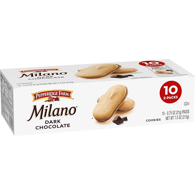 Pepperidge Farm Milano Cookies, Dark Chocolate, 10 Packs, 2 Cookies per ...