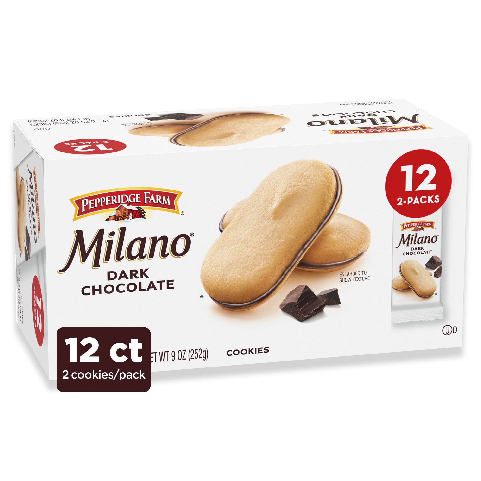 Pepperidge Farm Milano Cookies, Dark Chocolate, 12 Packs, 2 Cookies per ...