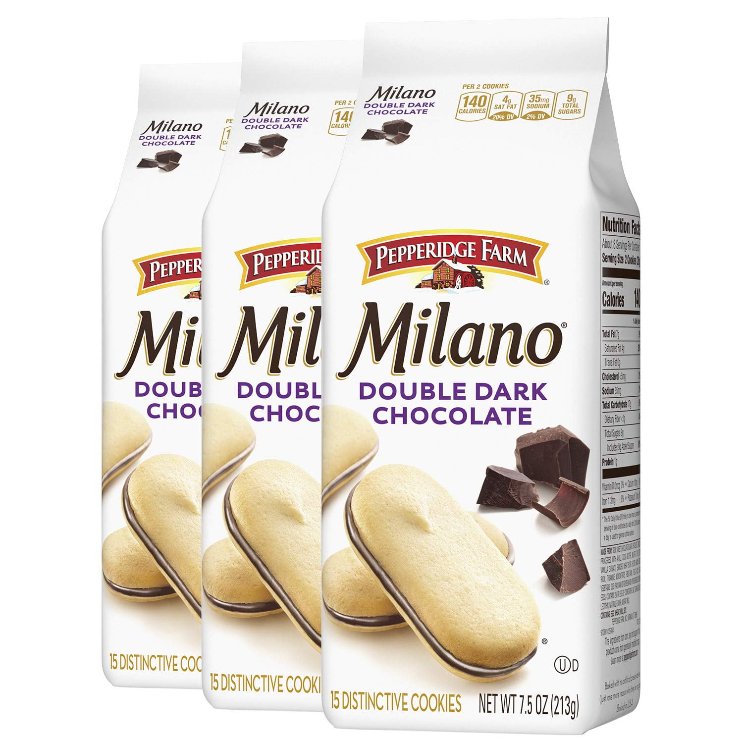 Pepperidge Farm Milano Double Dark Chocolate Cookies, 7.5 Ounce (Pack ...