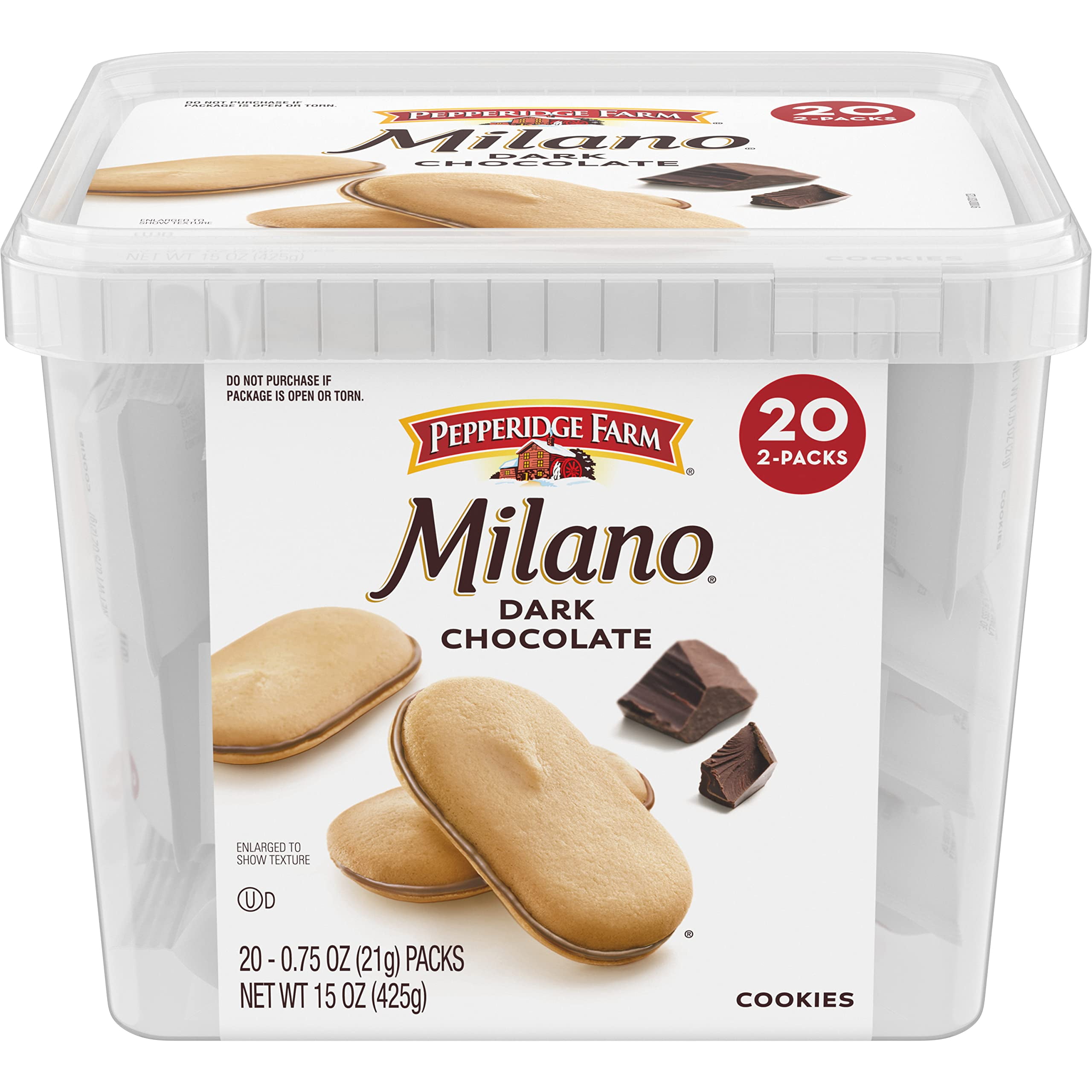 Pepperidge Farm Milano Cookies, OIF8 Dark Chocolate, 20 Packs, 2 ...