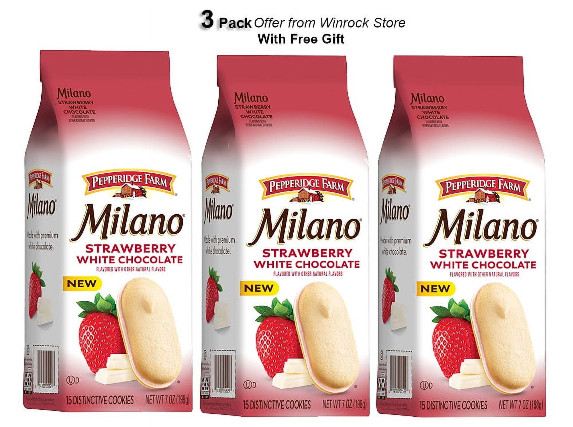 Pepperidge Farm Milano White Chocolate Strawberry Flavored Cookies, 7 ...