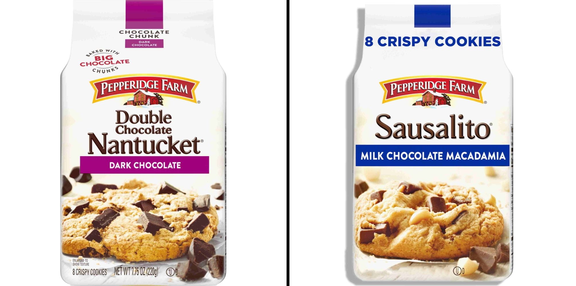 Pepperidge Farm Nantucket Double Dark Chocolate 7.75 oz & Sausalito Milk Chocolate Macadamia 7.2 ...