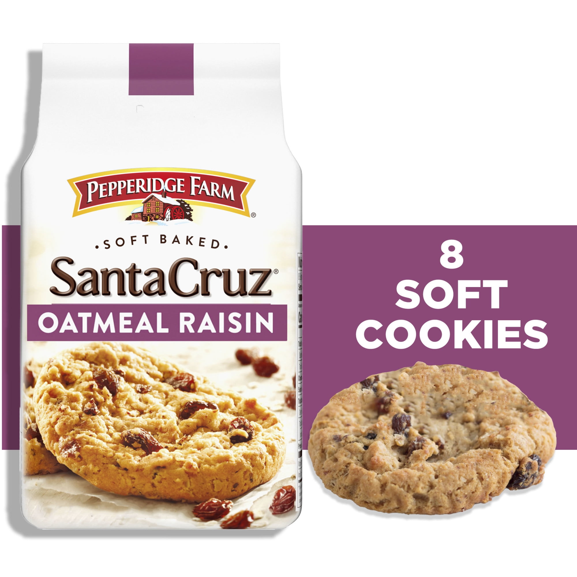 Pepperidge Farm Santa Cruz Soft Baked Oatmeal Raisin Cookies, 8.6 oz ...