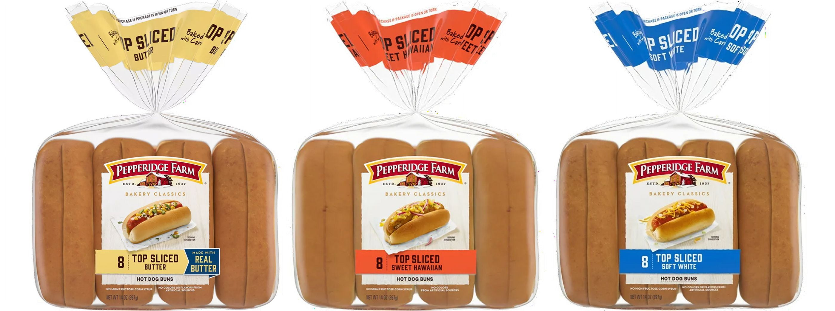 Pepperidge Farm Sliced Hot Dog Buns: Soft White, Butter & Sweet ...