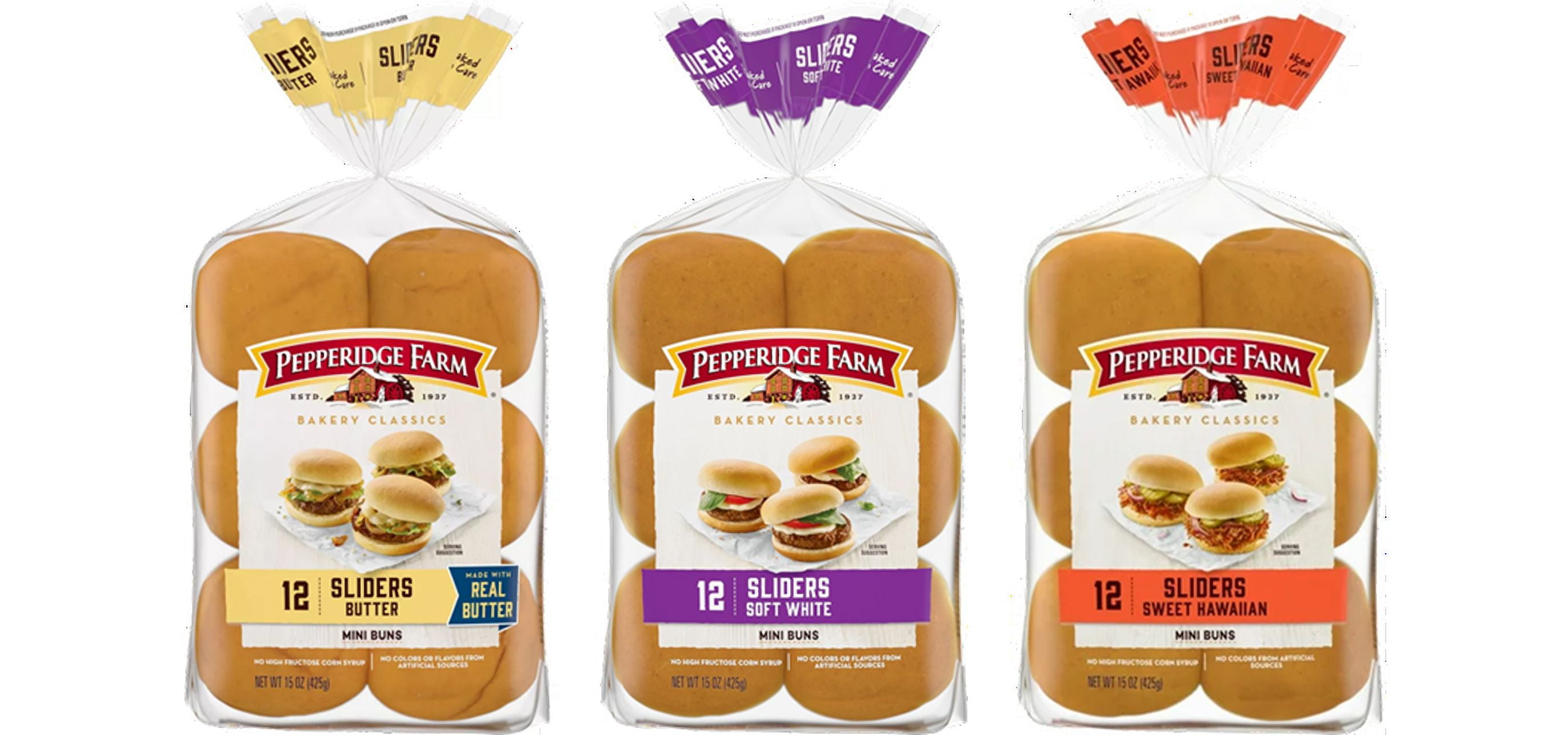 Pepperidge Farm Sliders Mini Buns: Soft White, Butter & Sweet Hawaiian ...