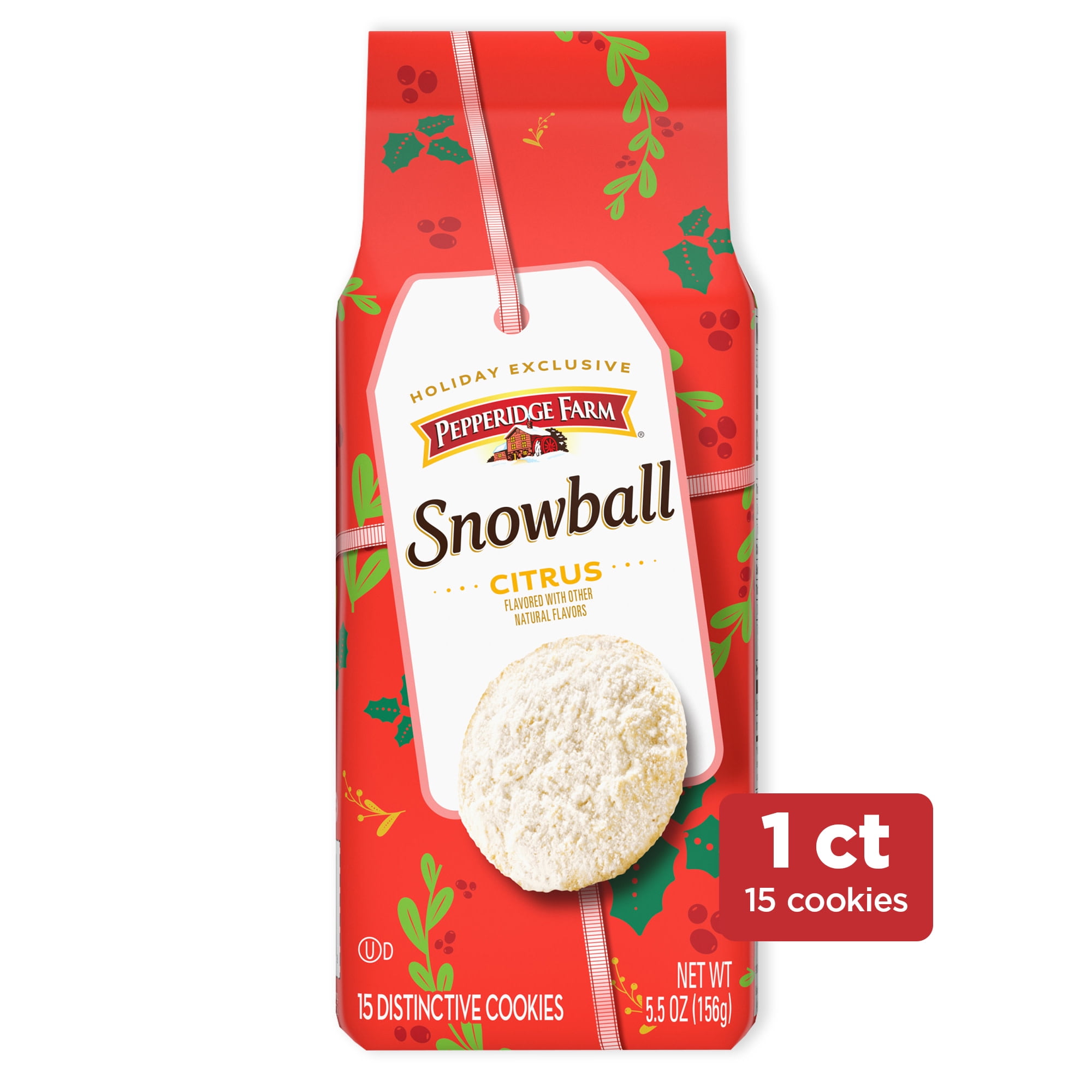 Pepperidge Farm Holiday Christmas Bakery - Snowball Citrus Cookies, 5.5 ...