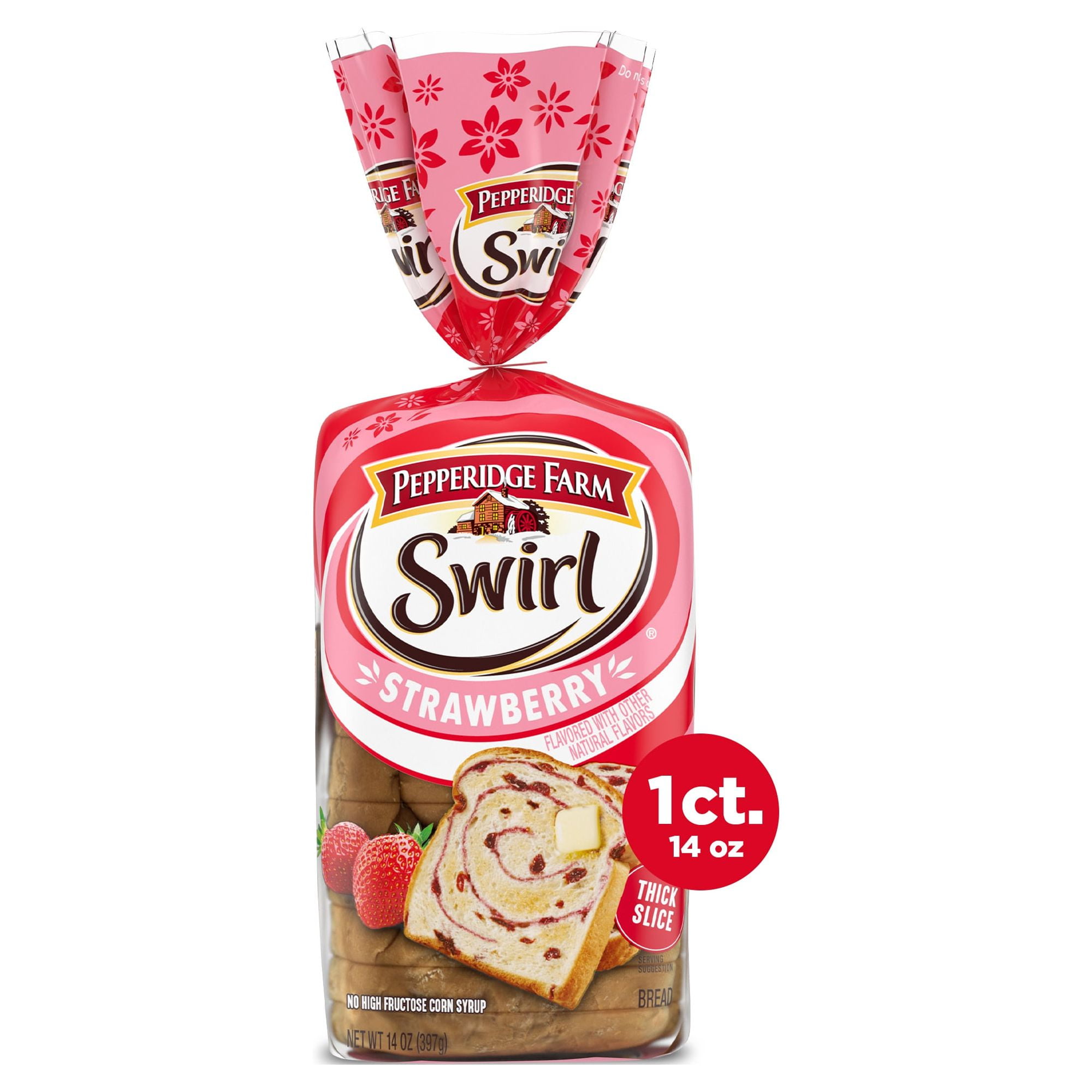 Pepperidge Farm Bakery Strawberry Swirl Toasting Bread, 14 oz Loaf ...