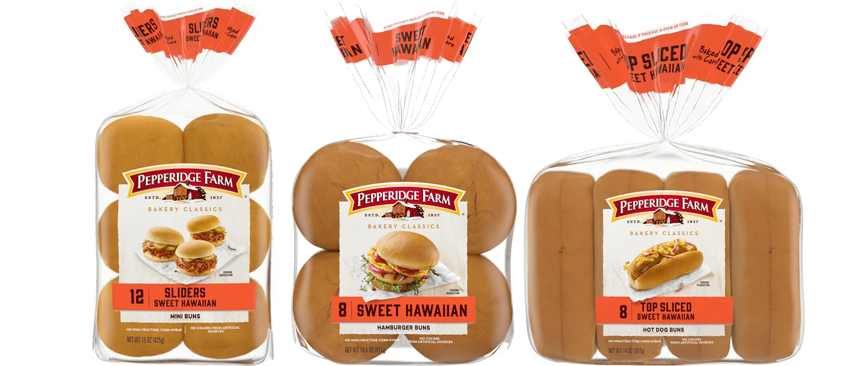 Pepperidge Farm Sweet Hawaiian Hot Dog Buns, Hamburger Buns & Slider ...