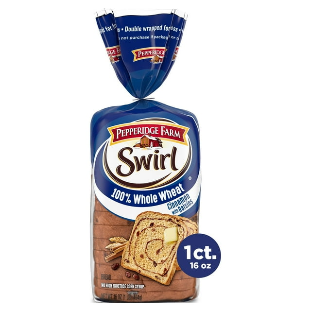 Pepperidge Farm Swirl 100% Whole Wheat Cinnamon with Raisins Breakfast ...