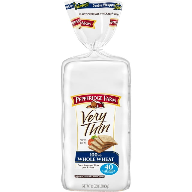 Pepperidge Farm Very Thin 100% Whole Wheat Bread, 16 oz (Pack of 4) - Walmart.com