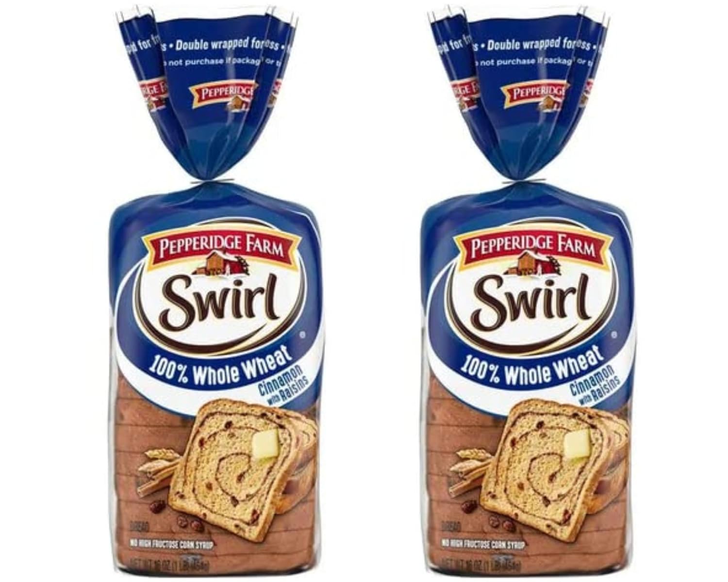 Pepperidge Farms Swirl Bread, 100% Whole Wheat, Cinnamon Raisin NO High ...