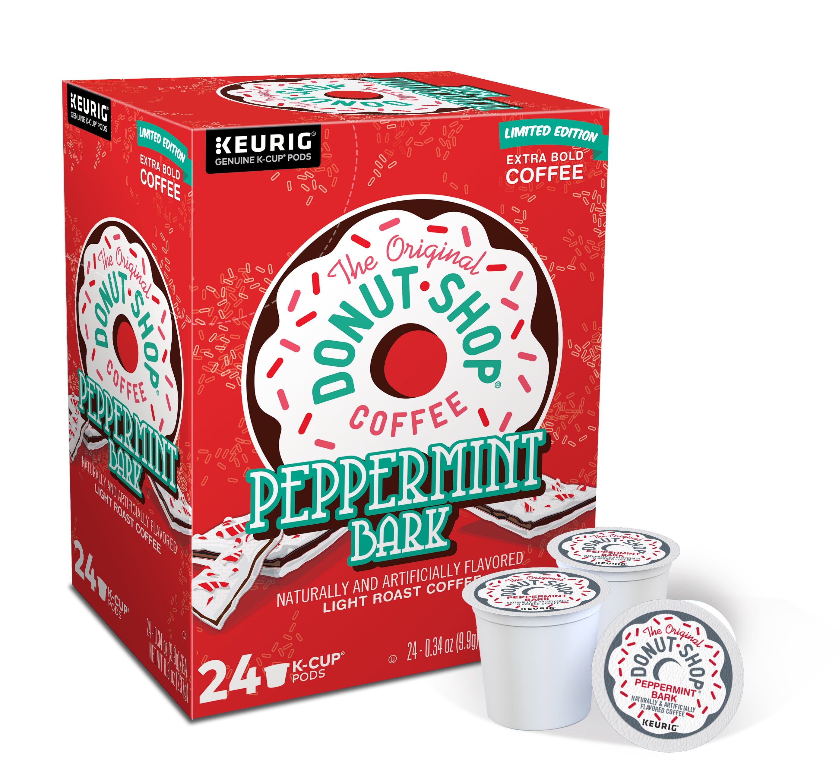 Peppermint Bark Light Roast Coffee, Mint Chocolate Flavor, K-Cup Pods ...