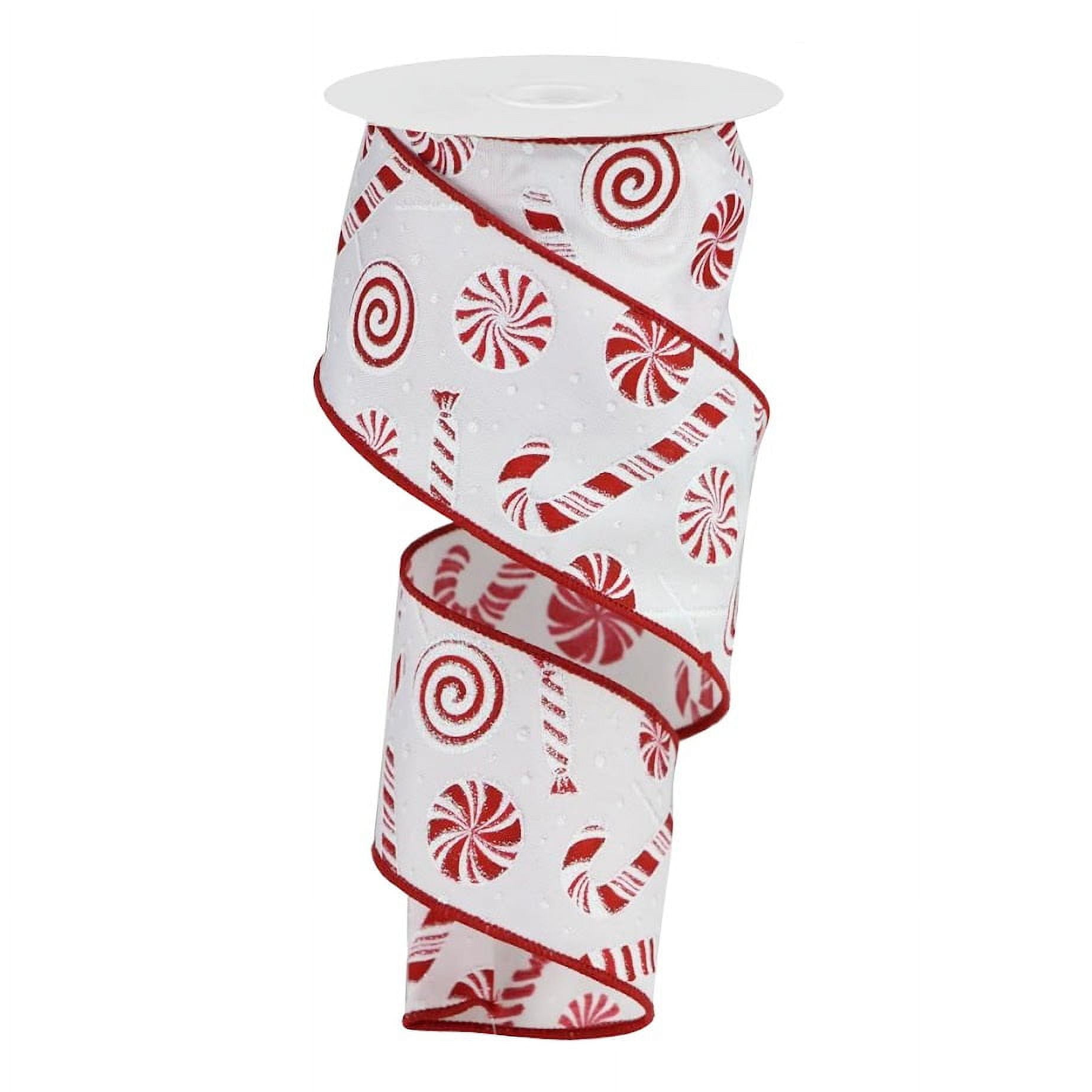 Peppermint Candies Wired Christmas Ribbon - 2 1/2" x 10 Yards, Wired ...
