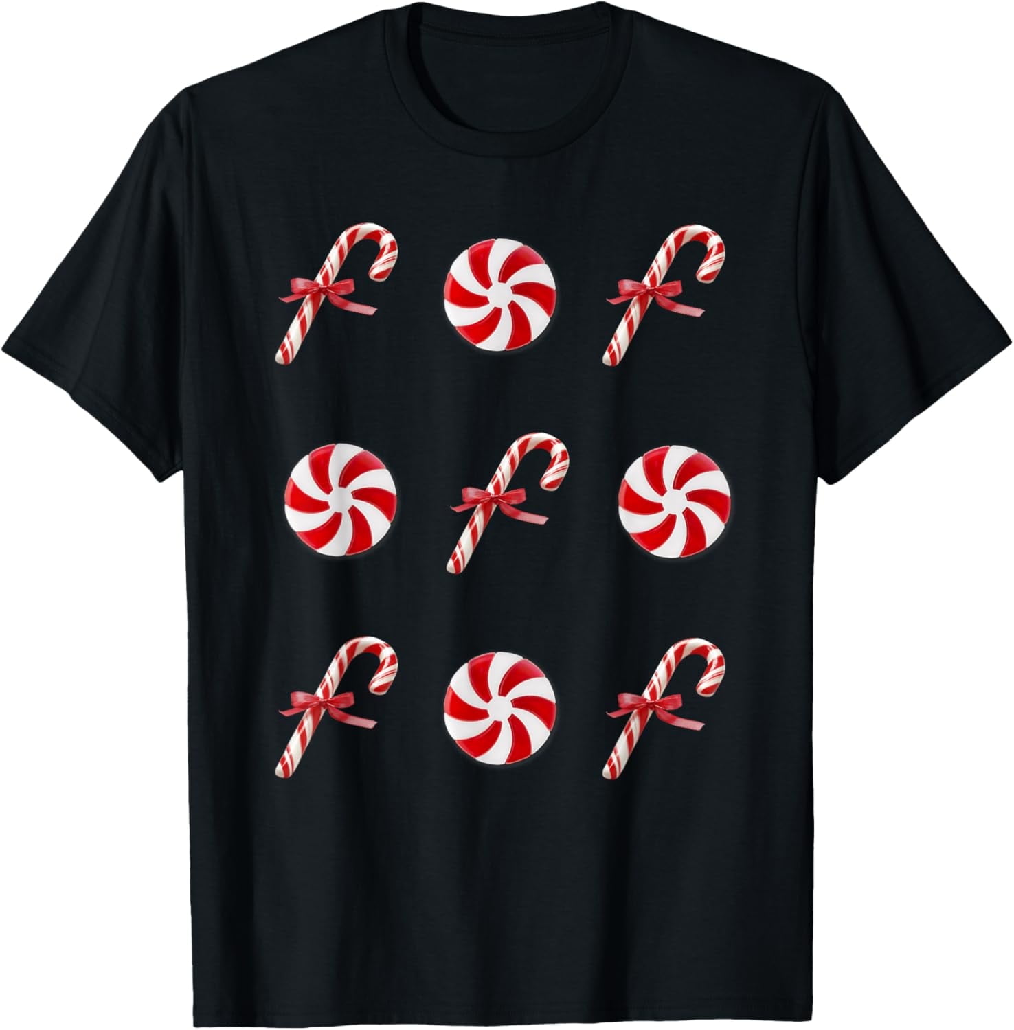 Peppermint Candy Cane Christmas T-Shirt - Walmart.com