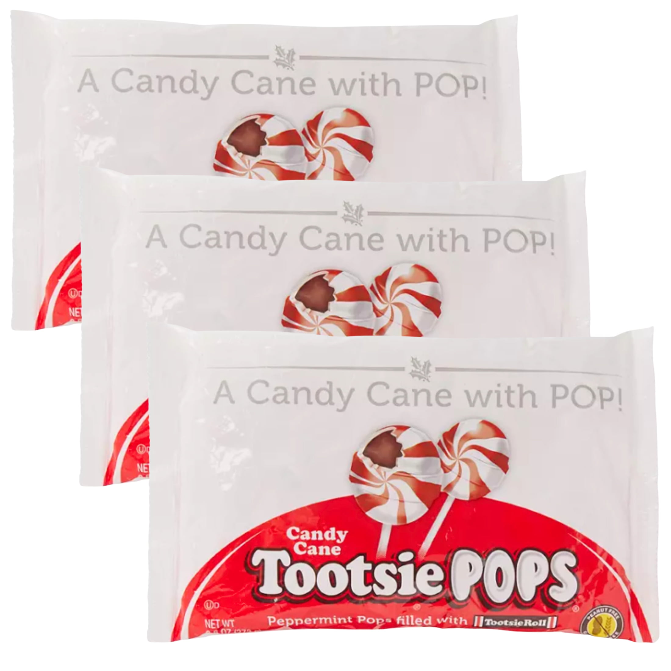 Peppermint Candy Cane Pops 9.6 oz Individually Wrapped Lollipops for ...