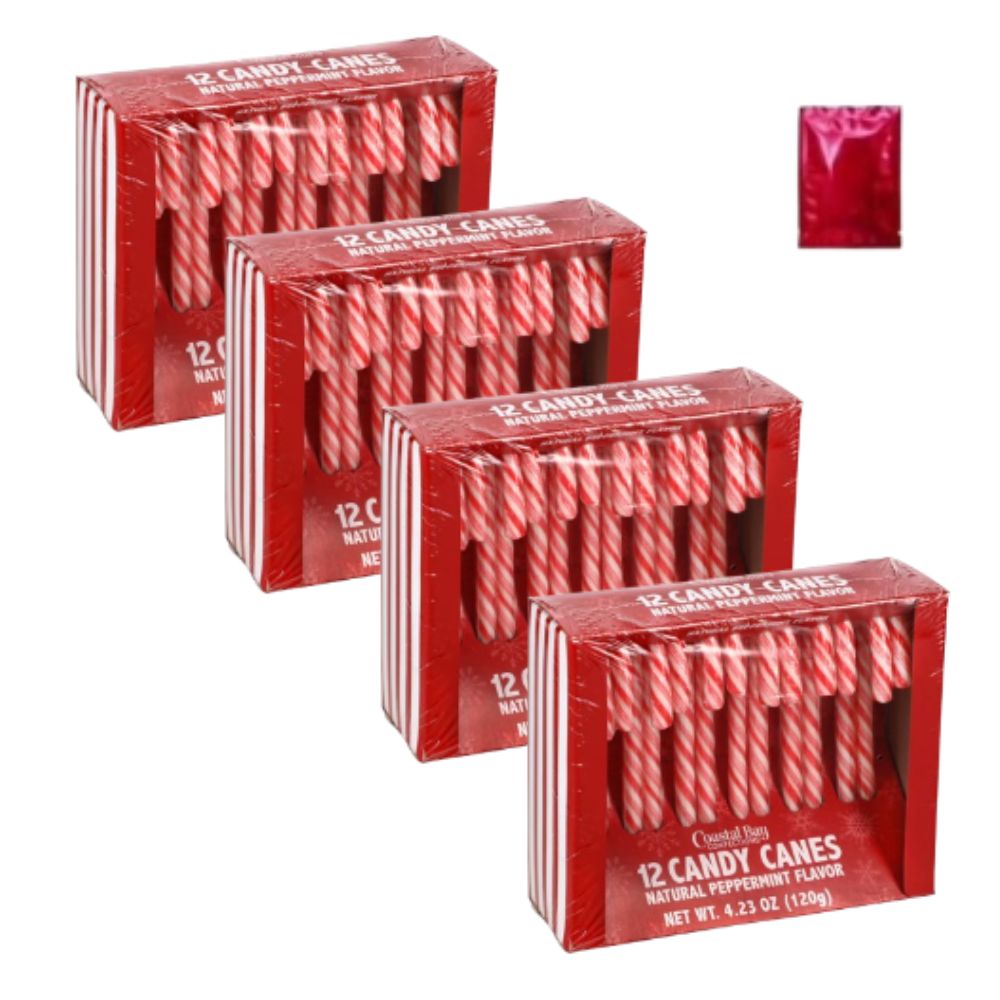Peppermint Candy Canes 12 Count (4 Pack) | Classic Peppermint Flavor ...