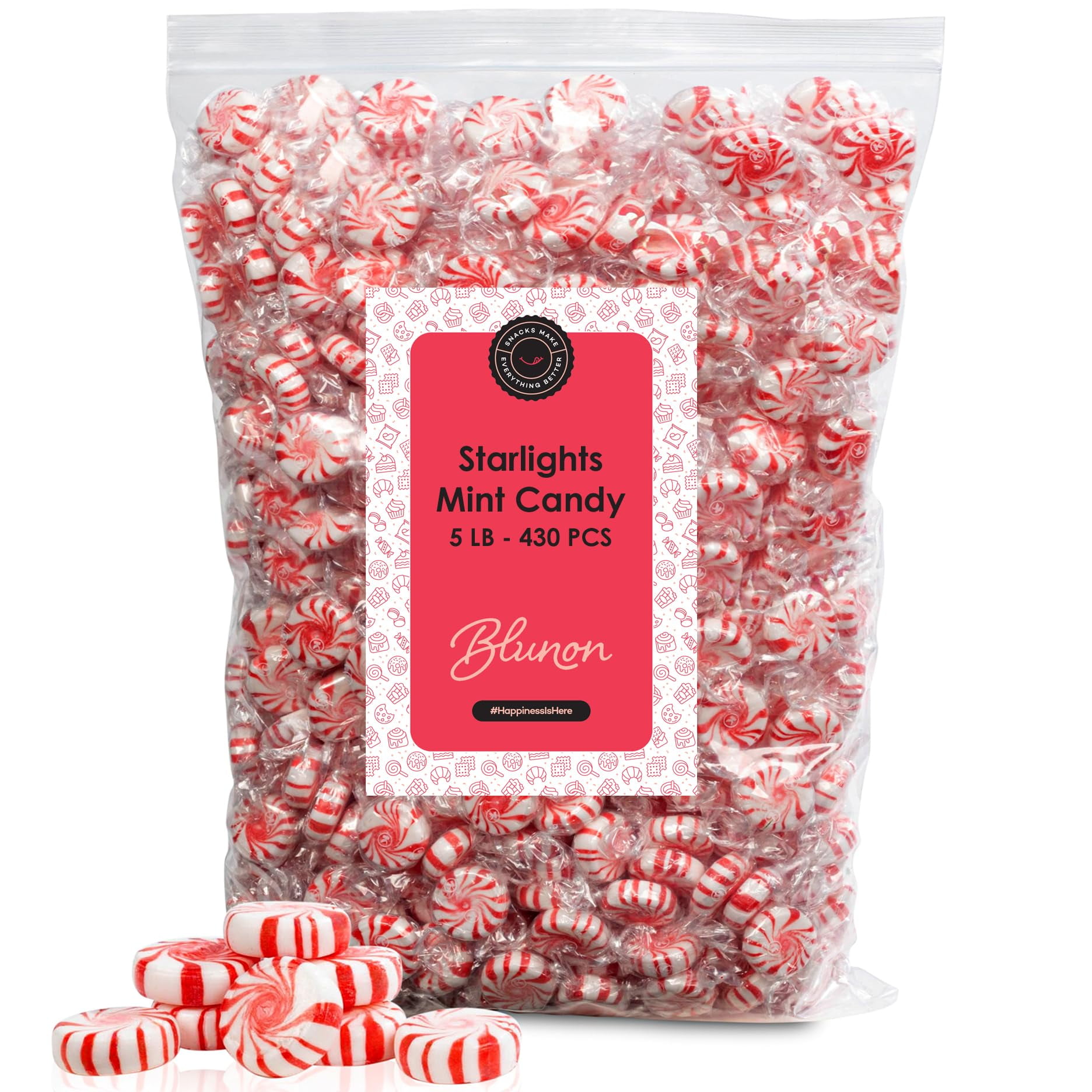 Peppermint Candy Starlight Mints BCF26 - 5 Pounds Bulk Individually ...
