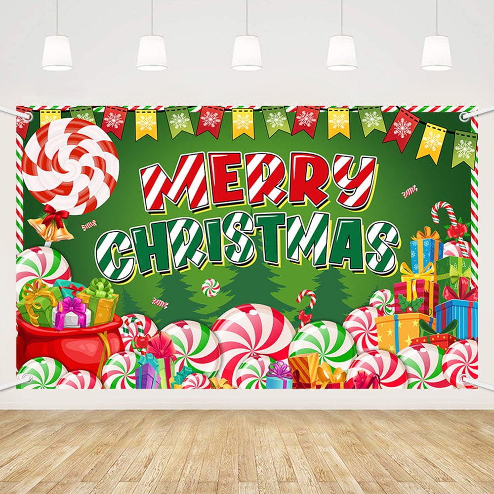 Peppermint Christmas Banner, Peppermint Merry Christmas Backdrop ...