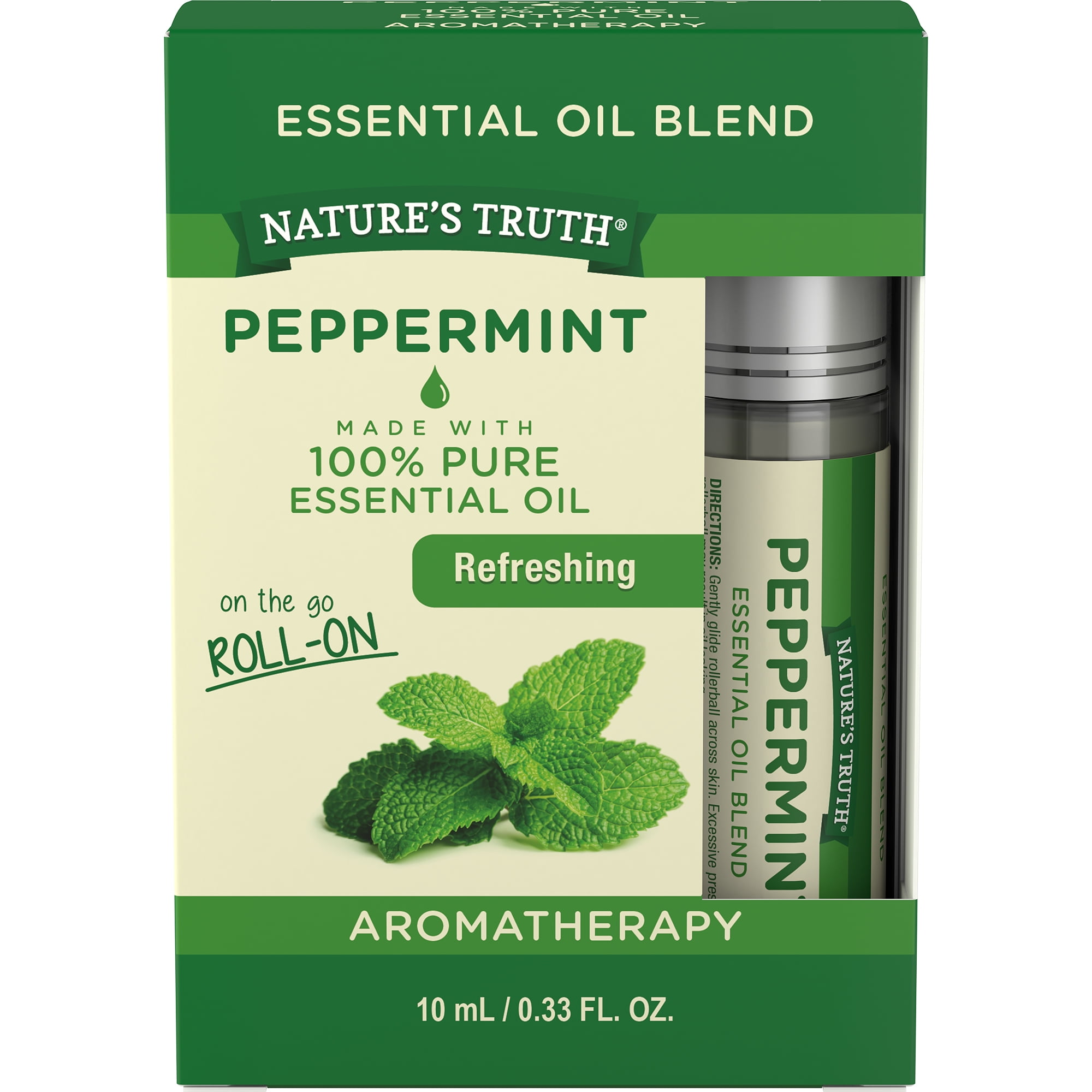 Nature's Truth Peppermint Essential Oil Roll-On, Pure Topical Blend ...