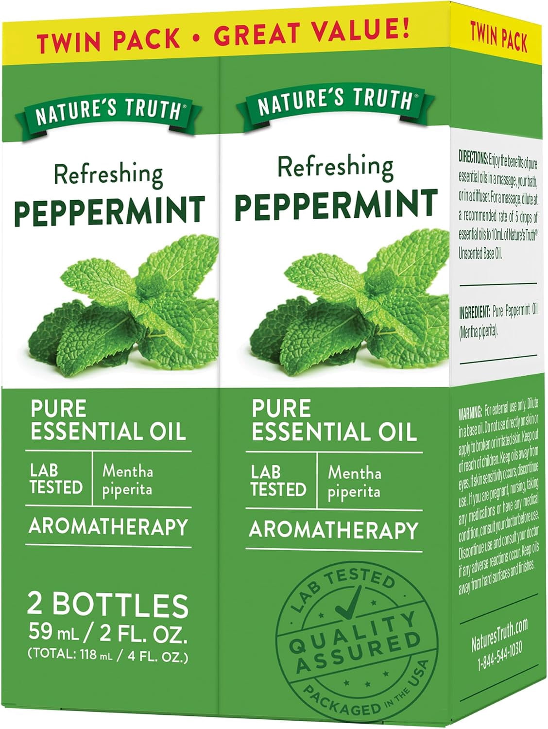Nature's Truth Peppermint Essential Oil Twin Pack, 2 Bottles of 2 fl oz ...