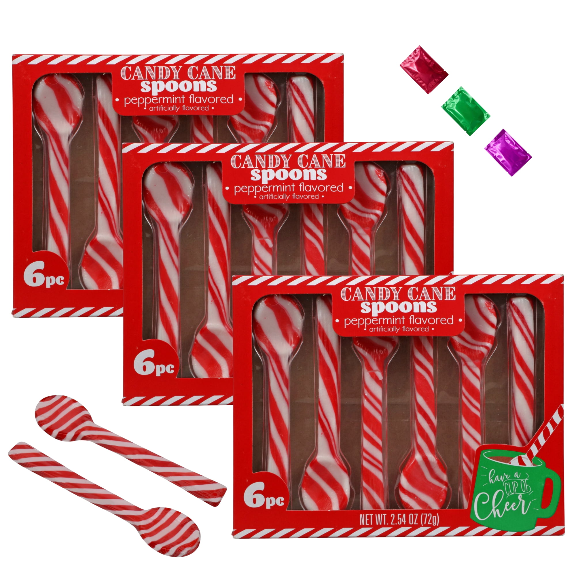 Peppermint Flavored Candy Cane Spoons 6-Ct 3 Boxes, Individually ...
