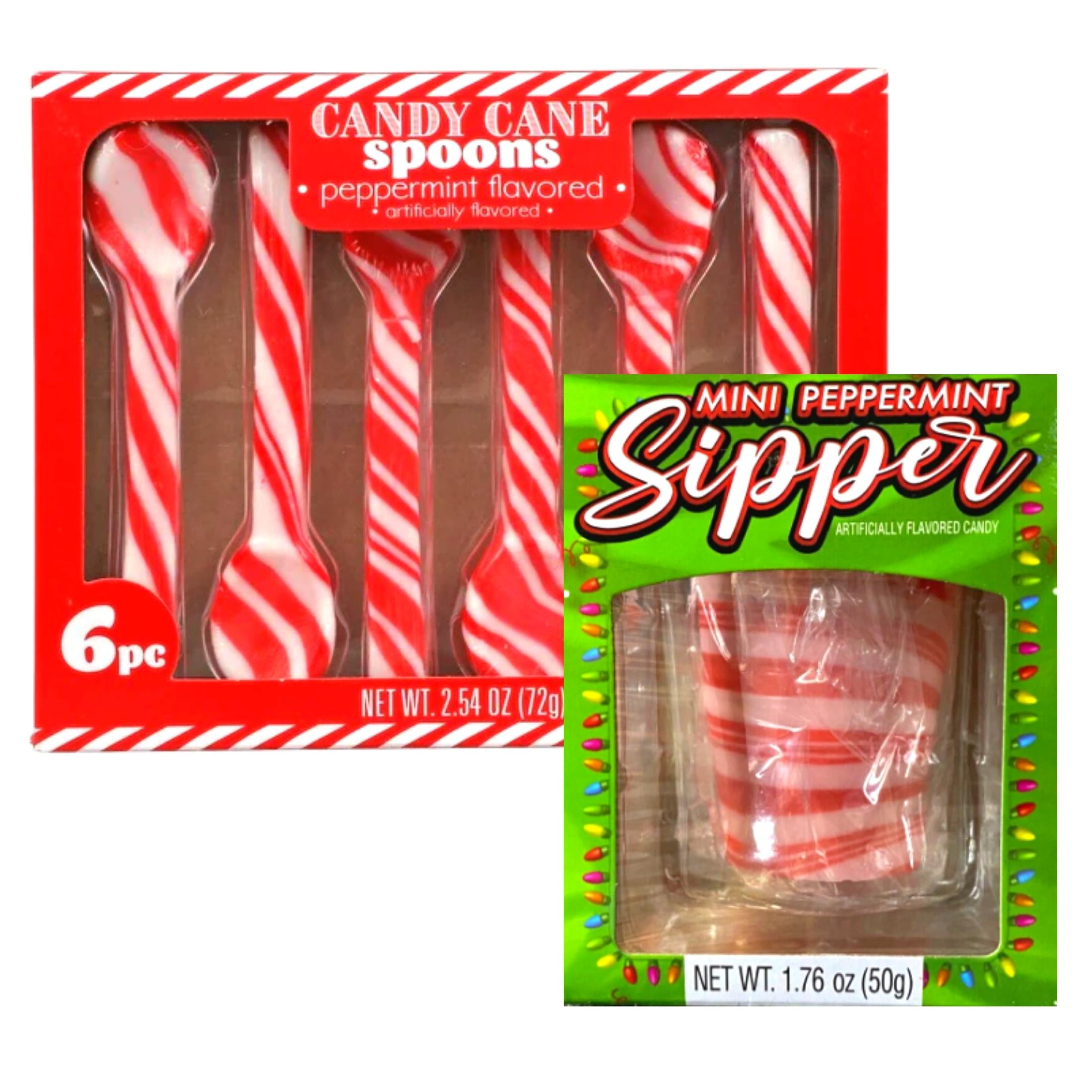 Peppermint Flavored Candy Cane Spoons and Cup Individually Wrapped ...