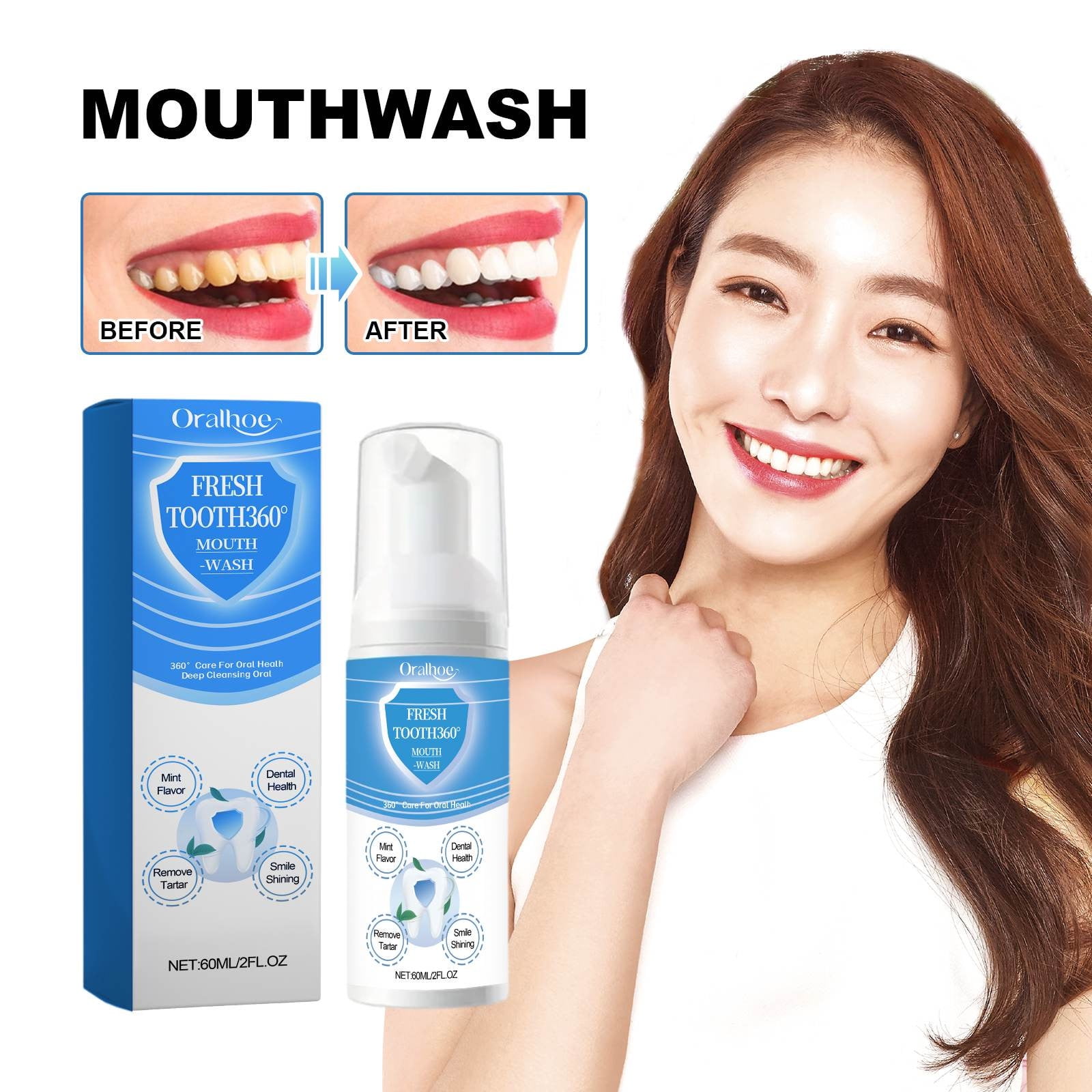 Peppermint Fresh Foam Toothpaste 60ml - Deep Cleansing Mouth Wash ...