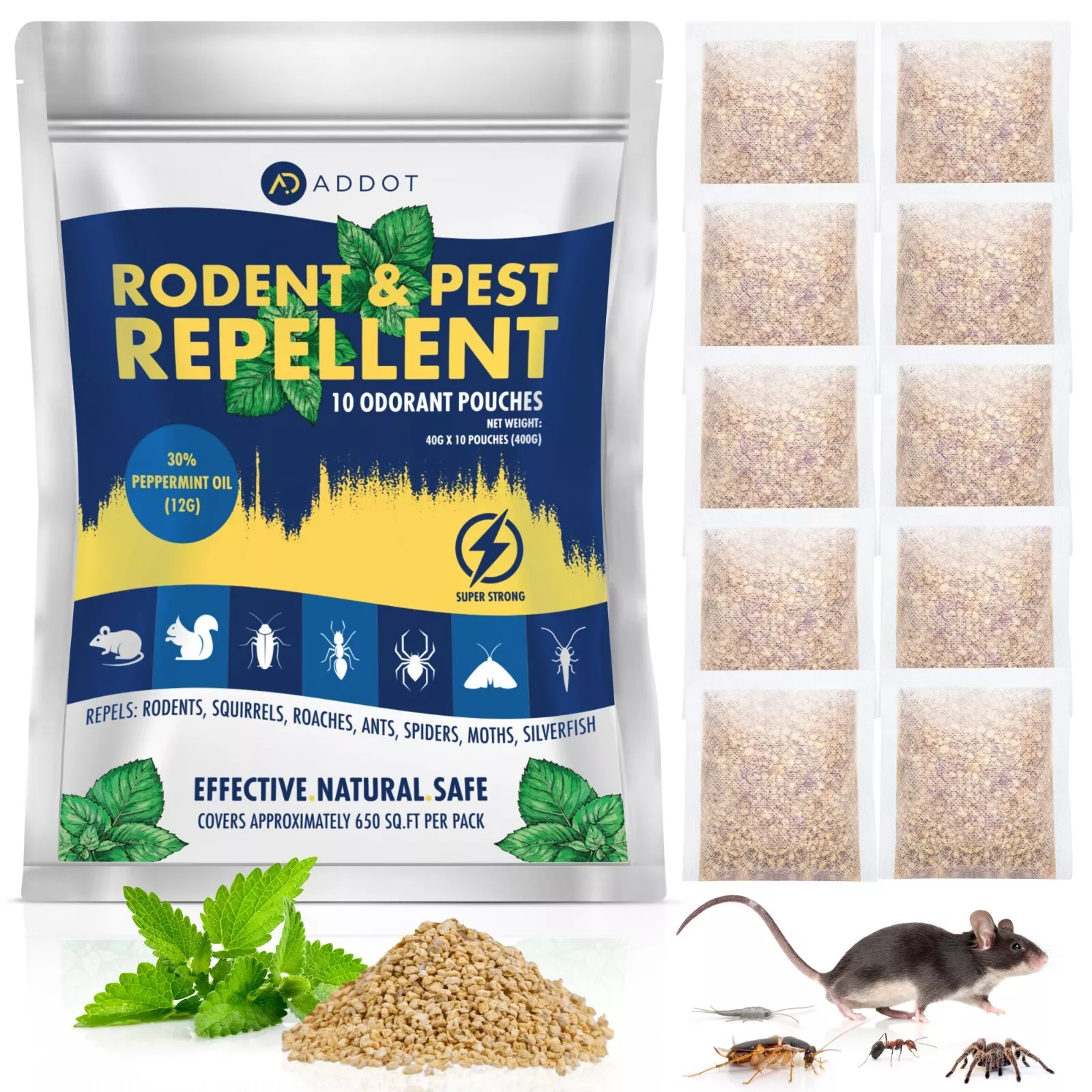 Peppermint Oil Mouse Repellent – 10-Pack, 40g – All-Natural Rodent ...