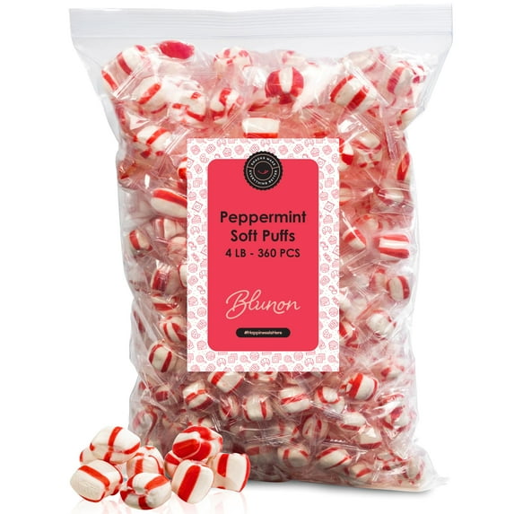 Peppermint Puffs Candy Mints - MDA05 4 Pound Bulk Individually Wrapped ...