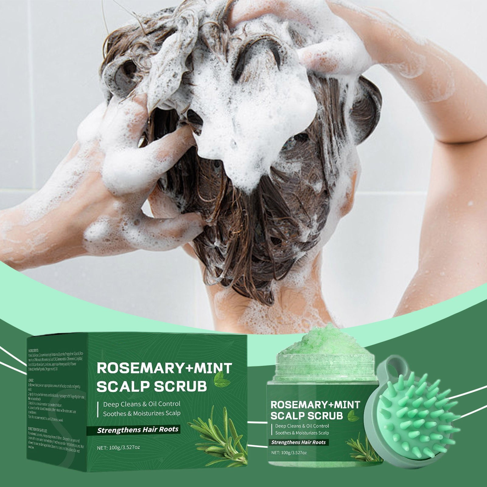 Peppermint Scalp Scrub Shampoo with Massage Comb | 100g Exfoliating ...