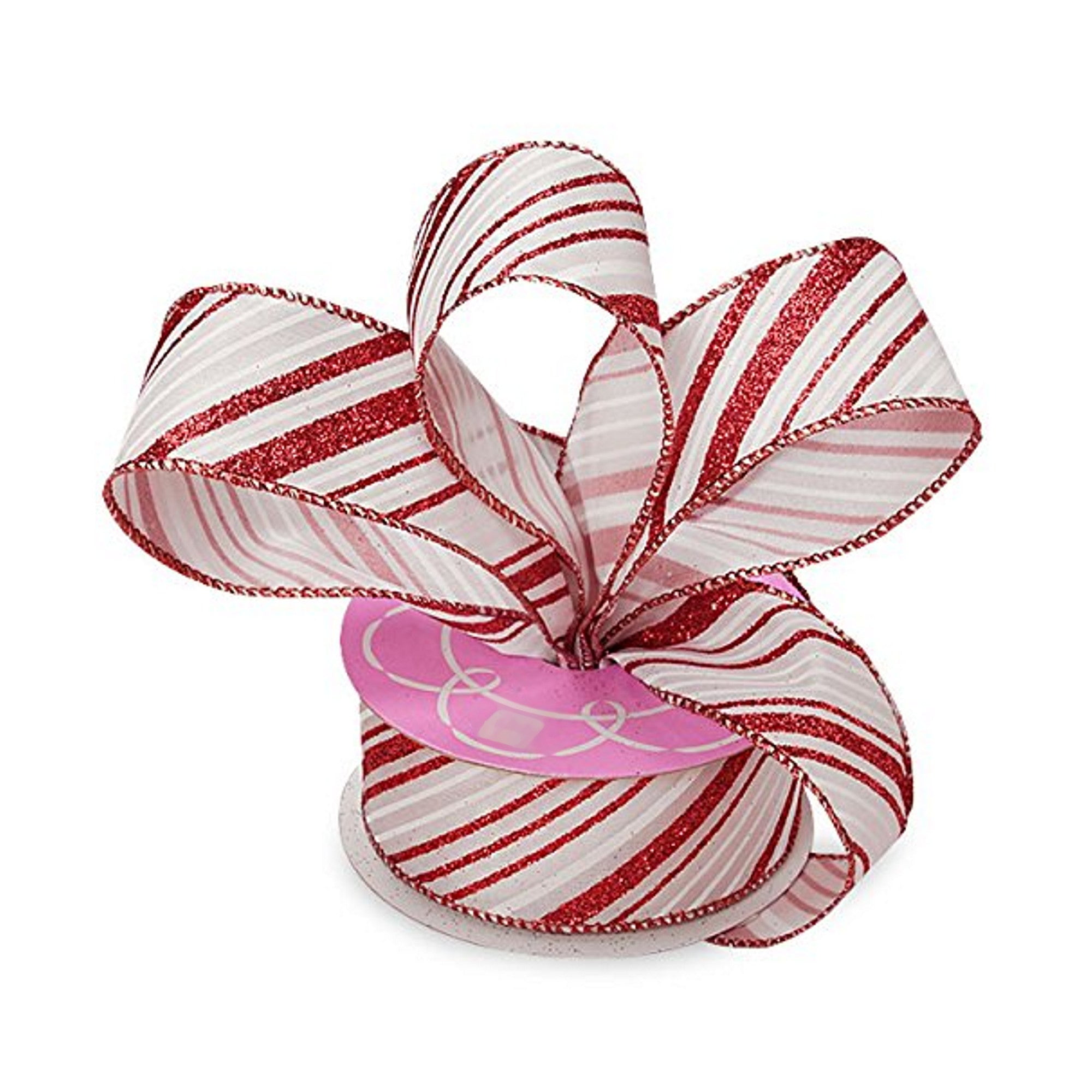 Peppermint Striped Satin Wired Ribbon - 1 1/2 Inches Wide X 10 Yards ...