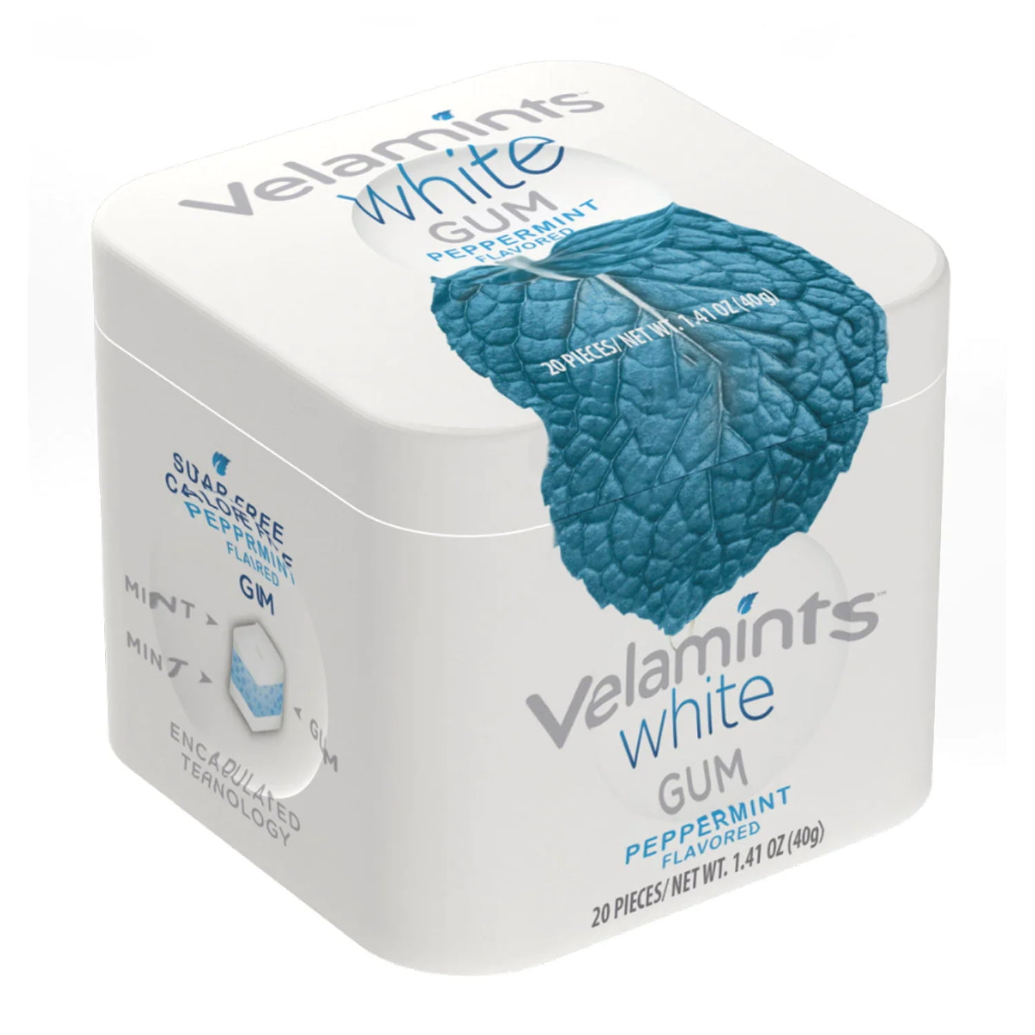 Velamints Sugar-Free Peppermint White Gum Tin, Mint Pack for Teeth ...
