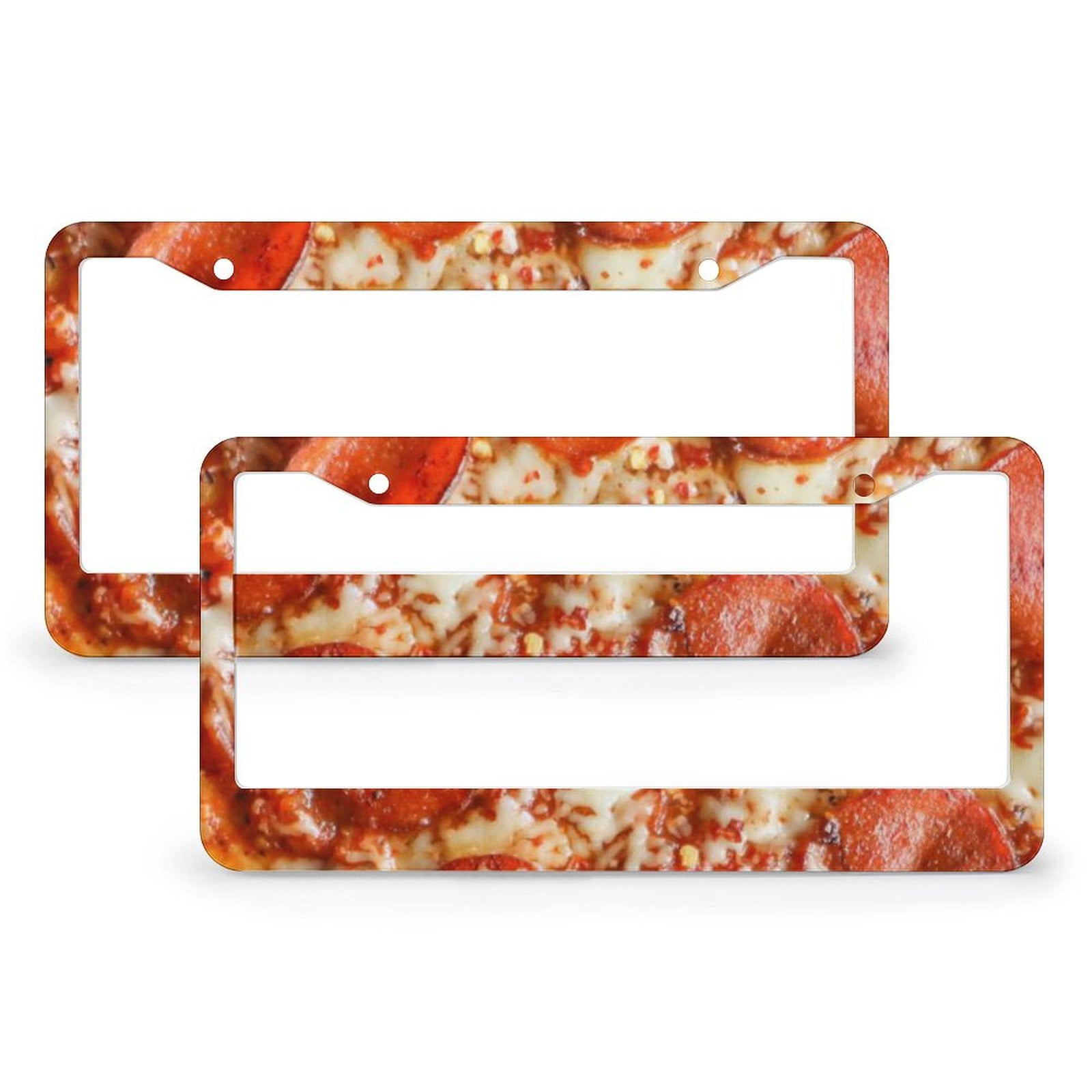 Pepperoni Cheese Pizza License Plate Cover 2 Pieces Fantasy Delicious ...