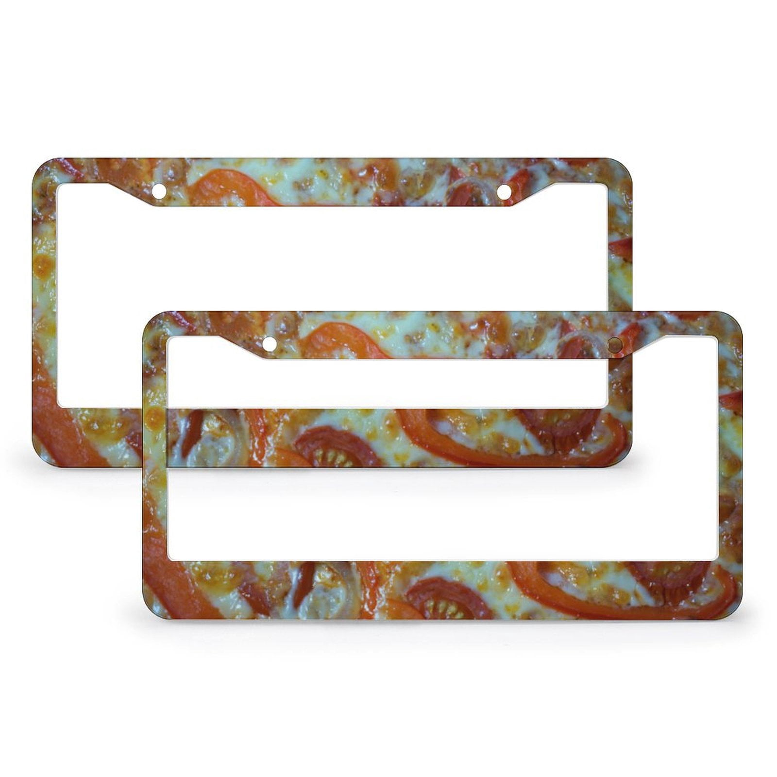 Pepperoni Cheese Pizza License Plate Frames 2 Pack Funny Food Sausage ...