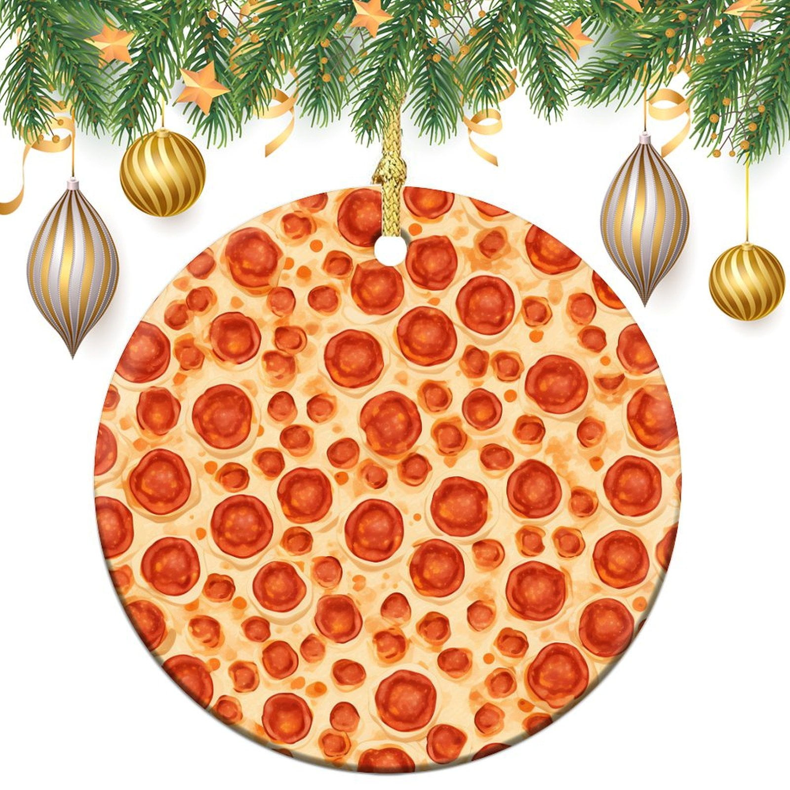 Pepperoni Cheese Pizza Ornament Funny Food Christmas Tree Ornaments ...