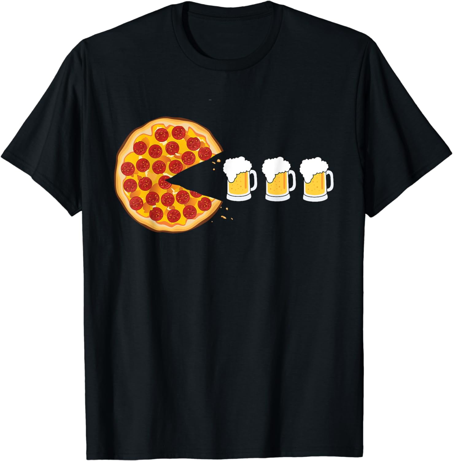 Pepperoni Pizza Chomping Draft Beer Funny Pizza T-Shirt - Walmart.com