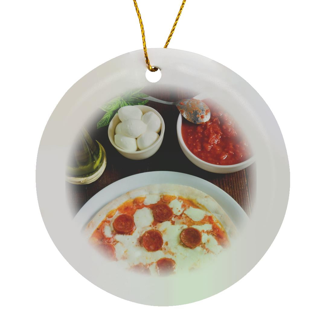3drose, Pepperoni Pizza, Circle Porcelain Ornament - Walmart.com