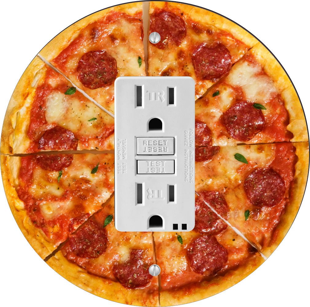 Pepperoni Pizza Design - Round Light Switch Plate Cover - GFI - Walmart.com