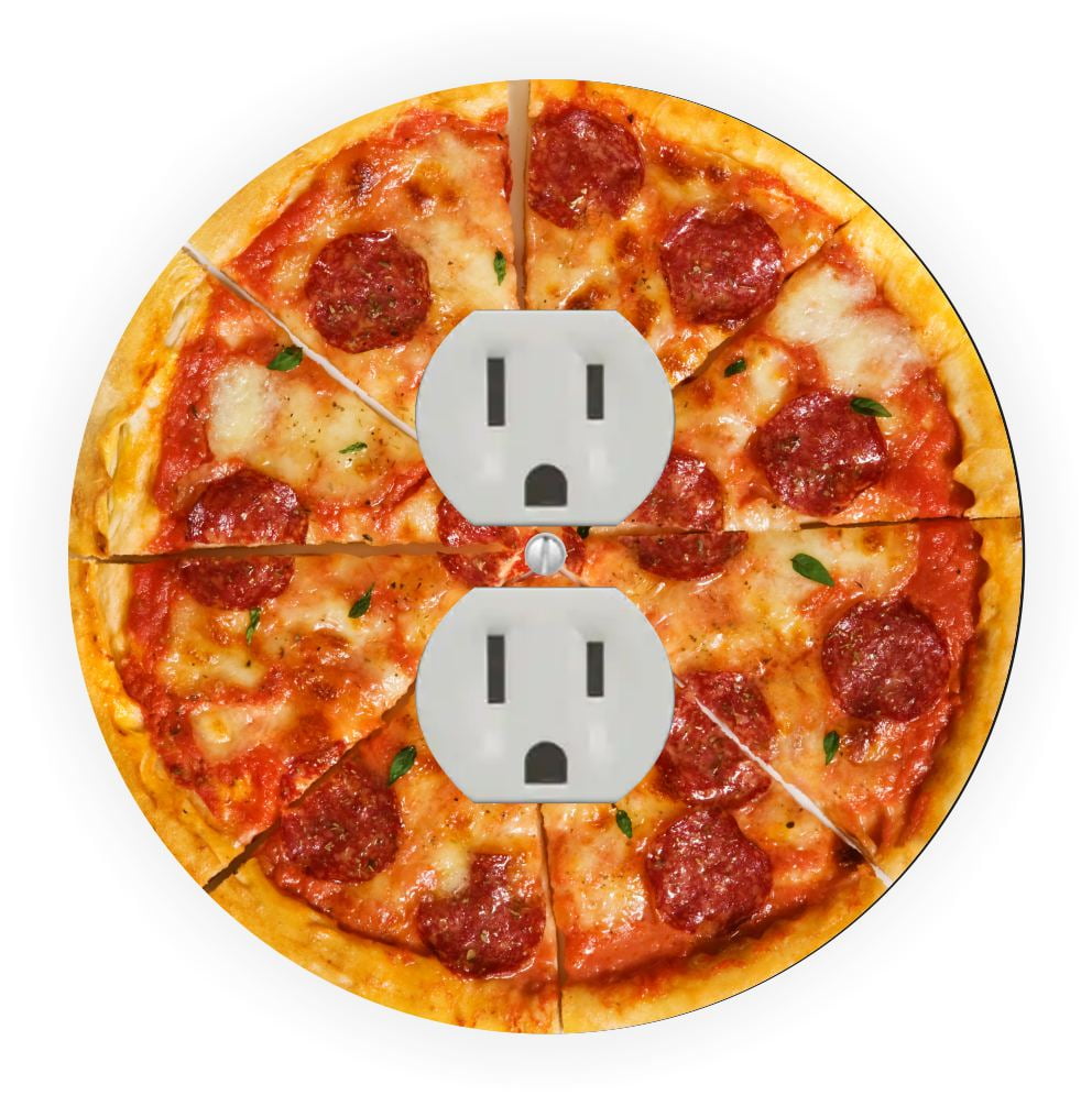 Pepperoni Pizza Design - Round Light Switch Plate Cover - Outlet Cover ...