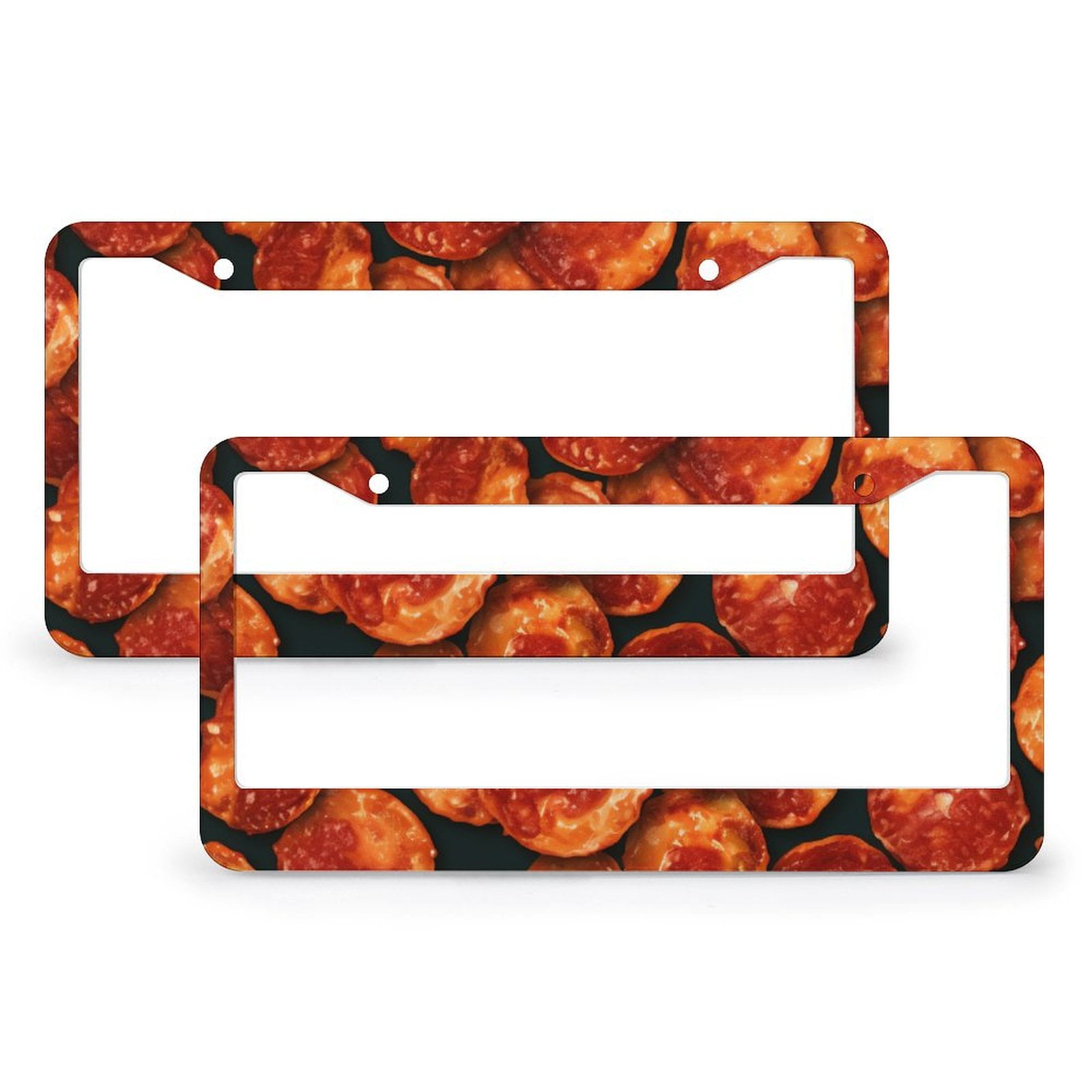 Pepperoni Pizza Pattern License Plate Cover 2 Pieces Fantasy Delicious ...