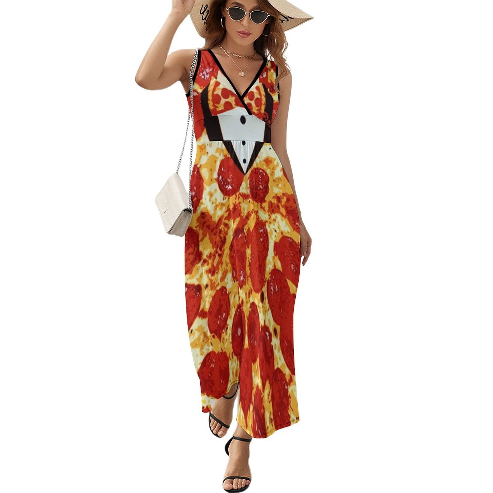 Pepperoni Pizza Tuxedo Sleeveless Dress Female clothing prom dresses ...