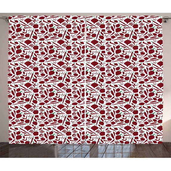 Ambesonne Peppers Curtains 2 Panel Set, Various Types of Chilli, 108" x ...