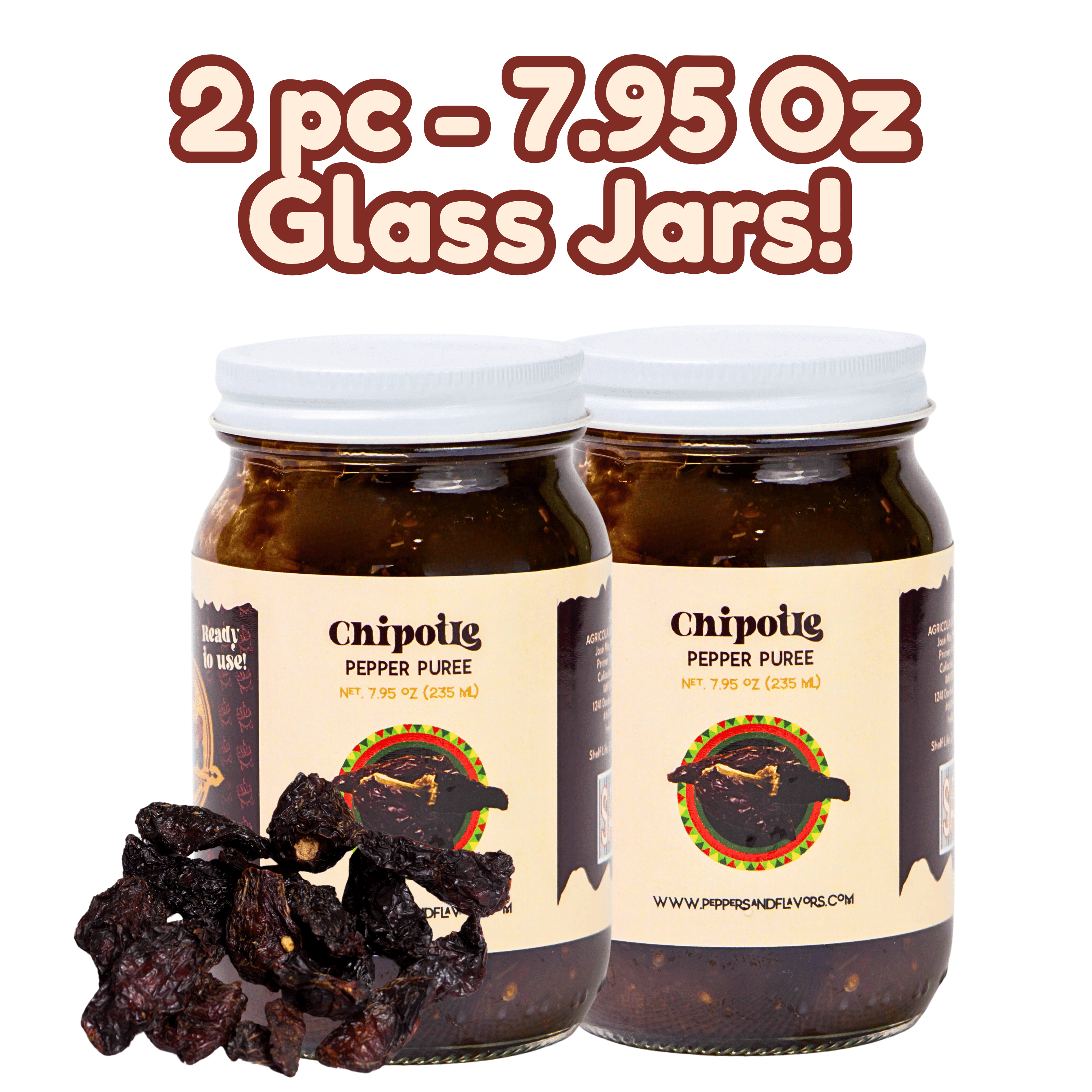 Peppers and Flavors Chipotle Pepper 2-Pack Glass Jars! Ready-to-Use ...