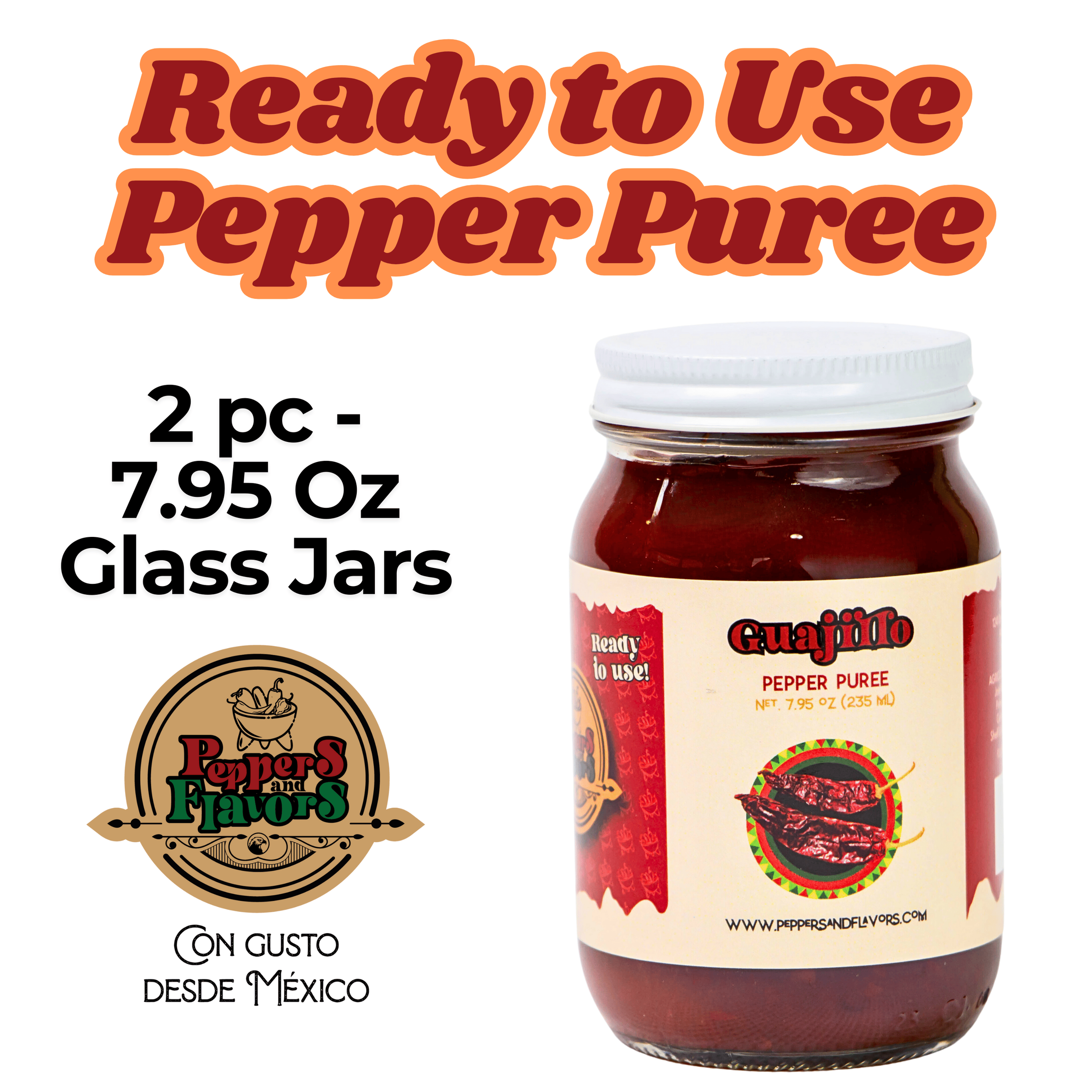 Peppers and Flavors Guajillo Pepper 2-Pack Glass Jars! Ready-to-Use ...