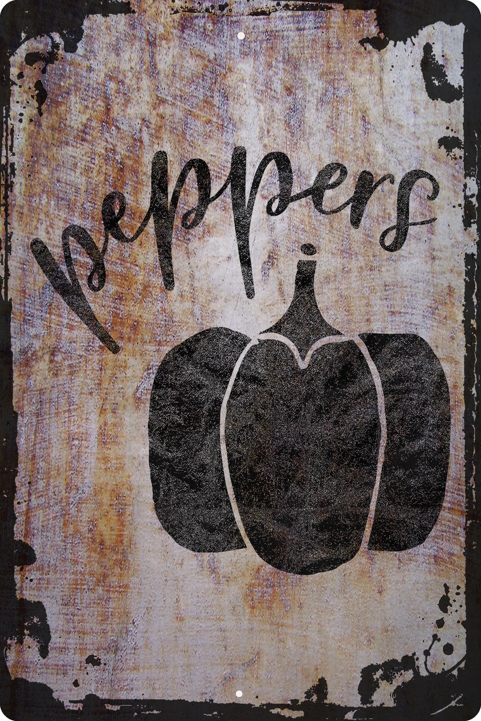 Peppers sign bell pepper fruit & vegetables gardening cursive Beige ...