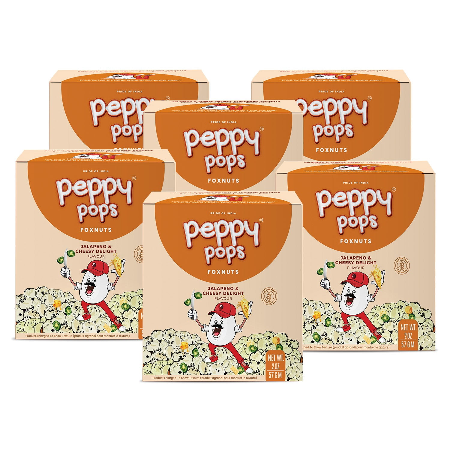 Peppy Pops | PACK of 6, Jalapeno & Cheesy Delight Foxnuts 2 oz (57 gm ...