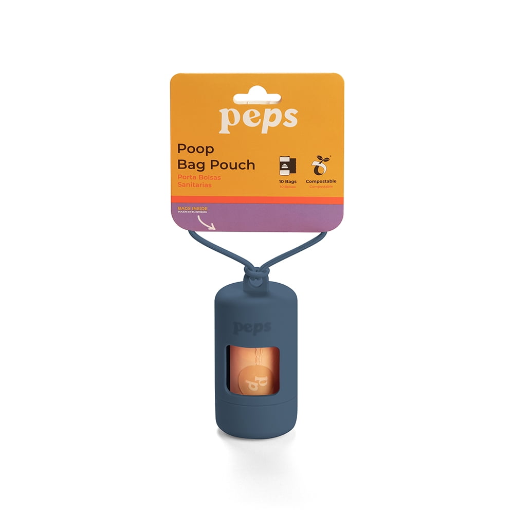 Peps Dog Poop Bag Holder + Plant Based Starch Sanitary Bag (Navy Blue ...